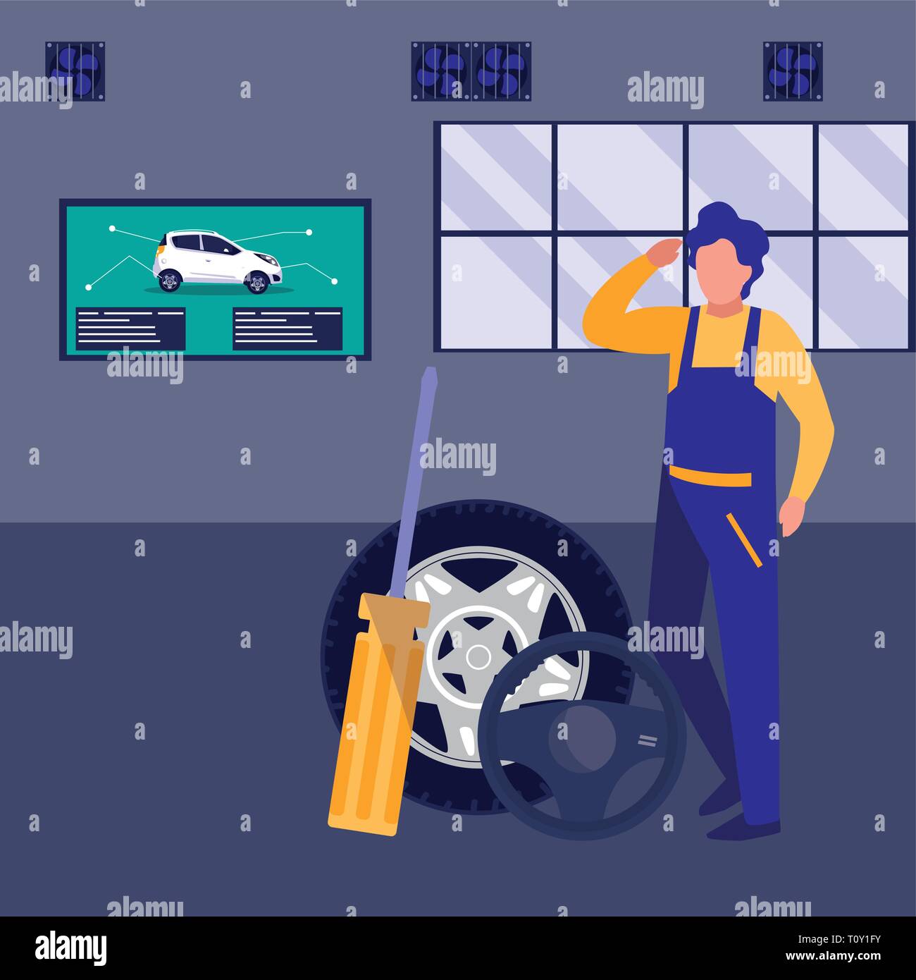 Cartoon illustration man workman pneumatic hi-res stock photography and ...