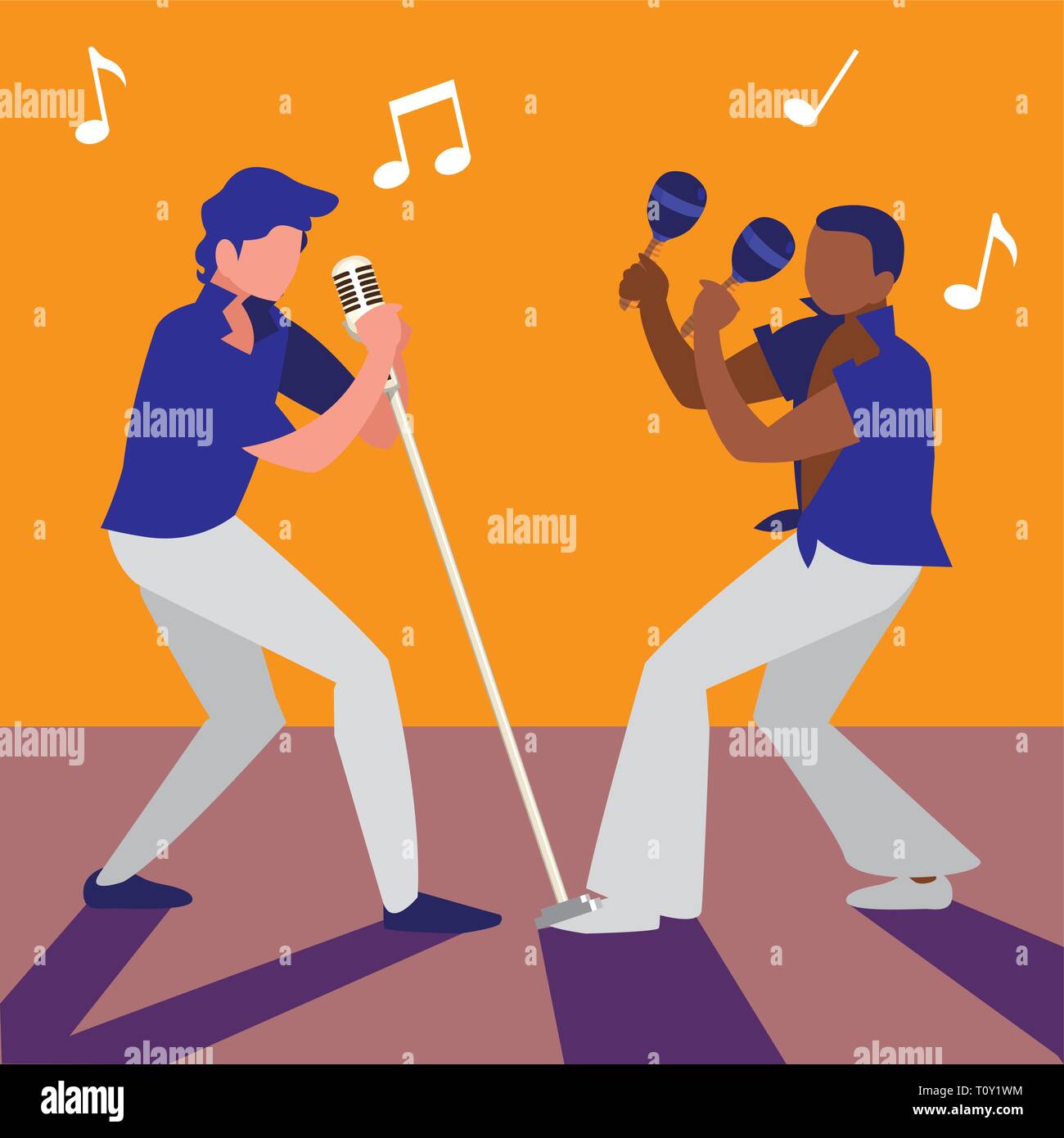 singer and musician couple characters vector illustration design Stock ...