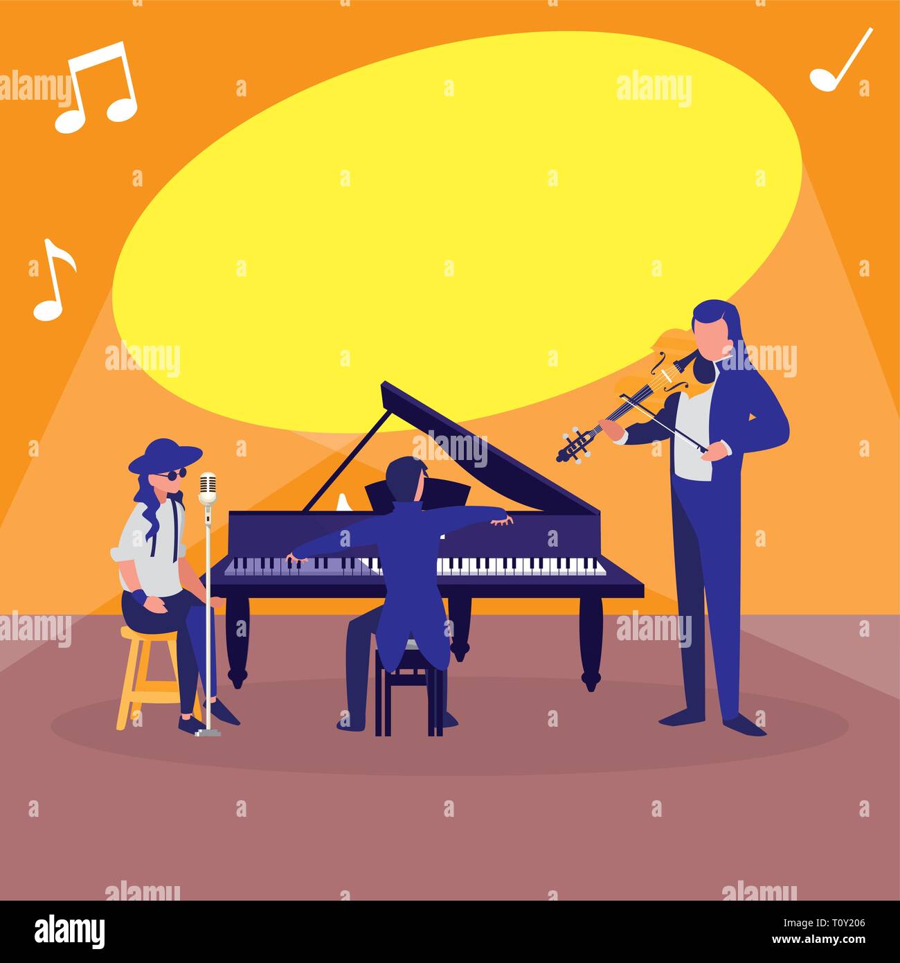 singer and musicians band characters vector illustration design Stock ...