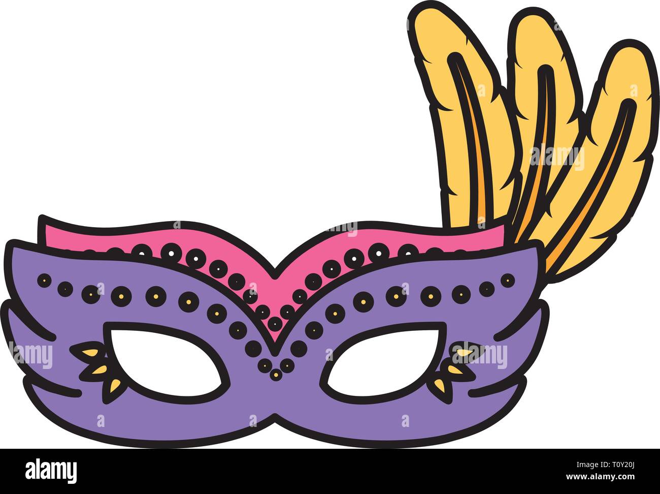 brazilian carnival mask with feathers vector illustration design Stock ...