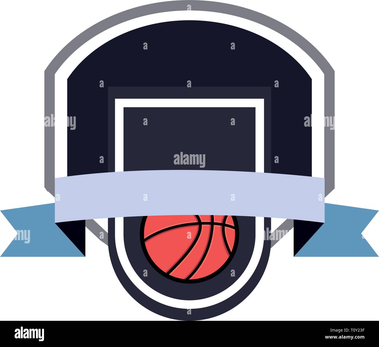 basketball sport ball ribbon badge background vector illustration Stock ...