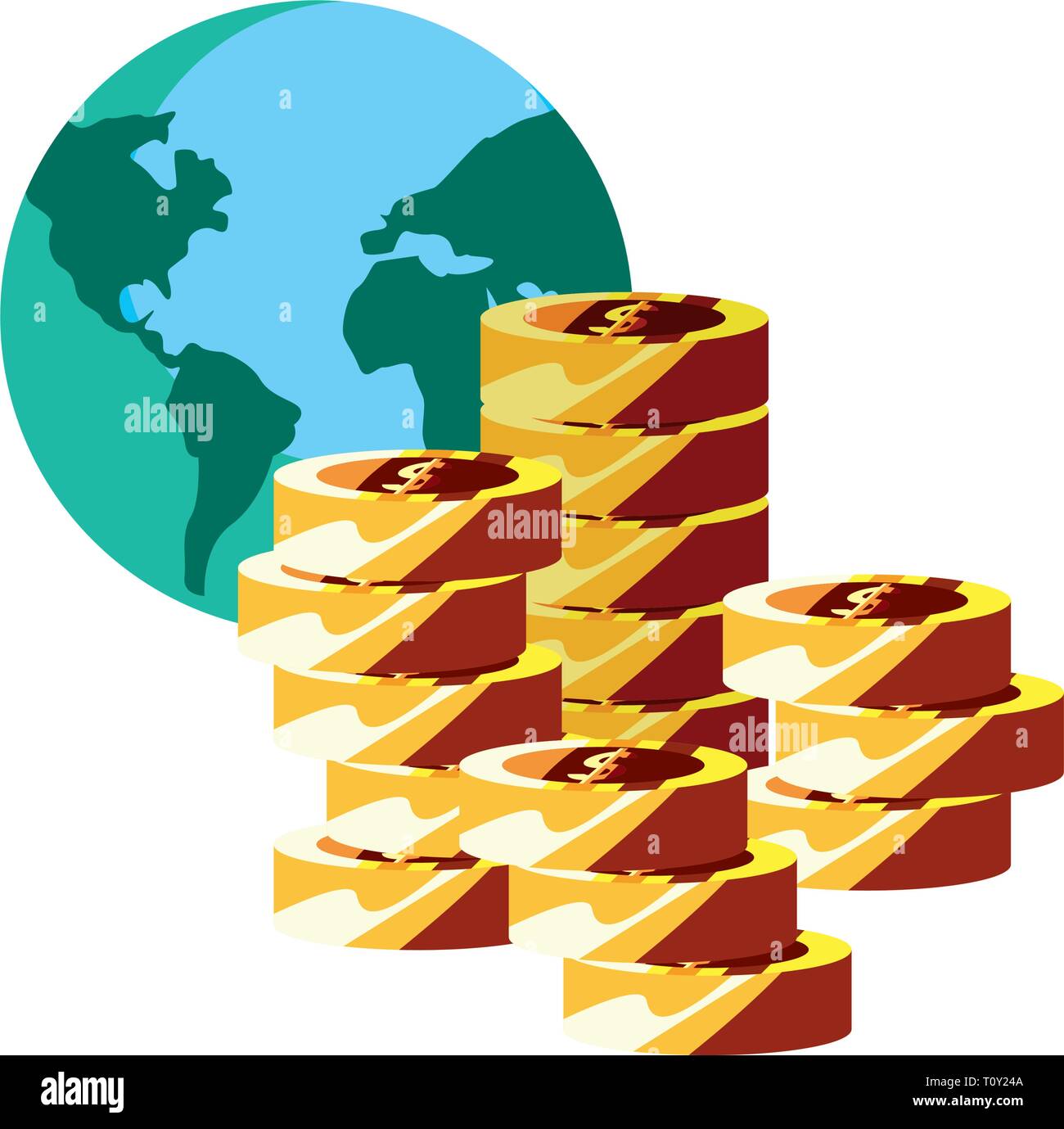 world coins stacked money currency vector illustration Stock Vector ...