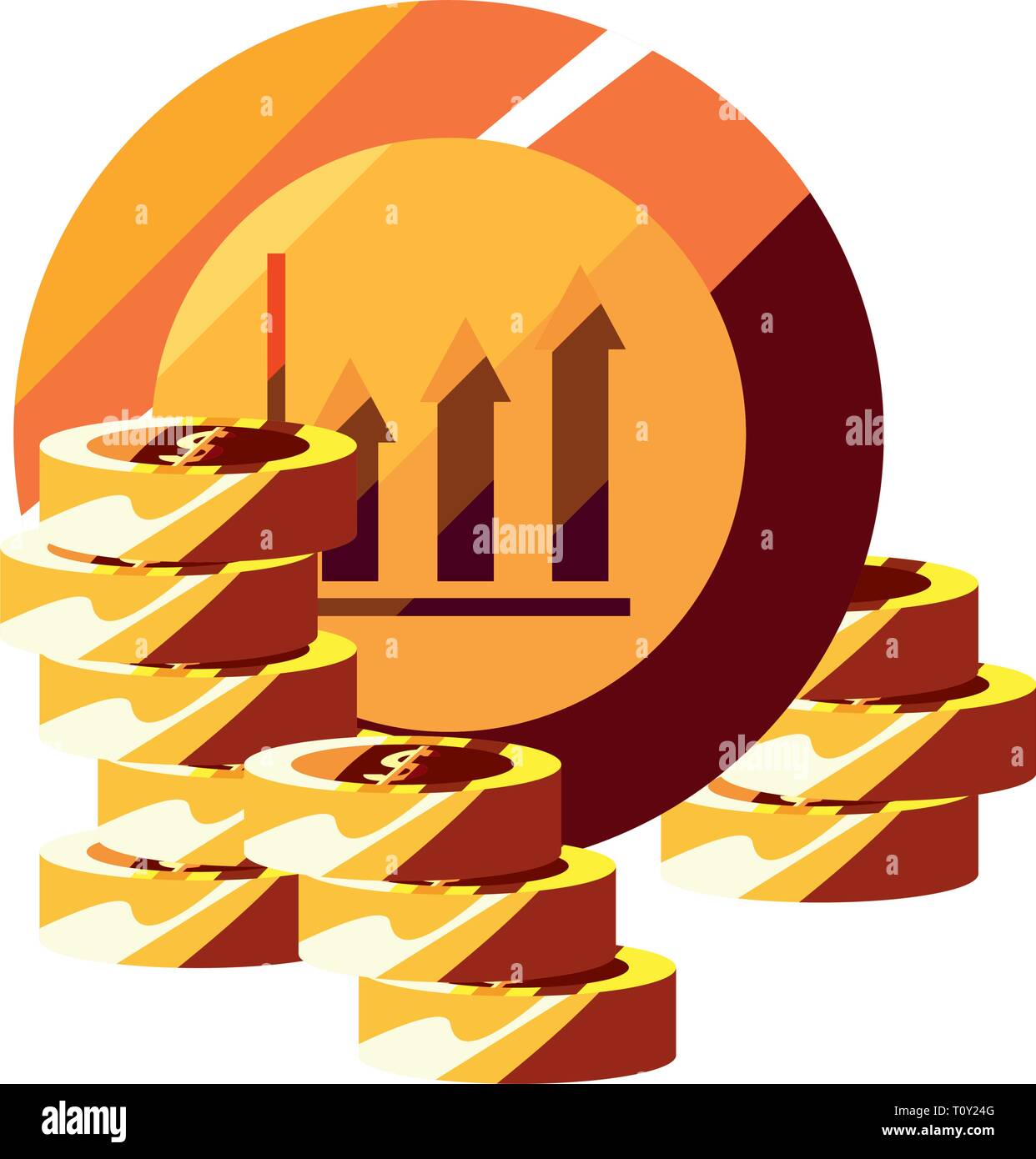 Stacked coins profit graph Stock Vector Images - Alamy