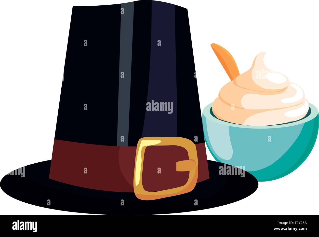Thanksgiving lettering pilgrim hat Stock Vector Images - Alamy