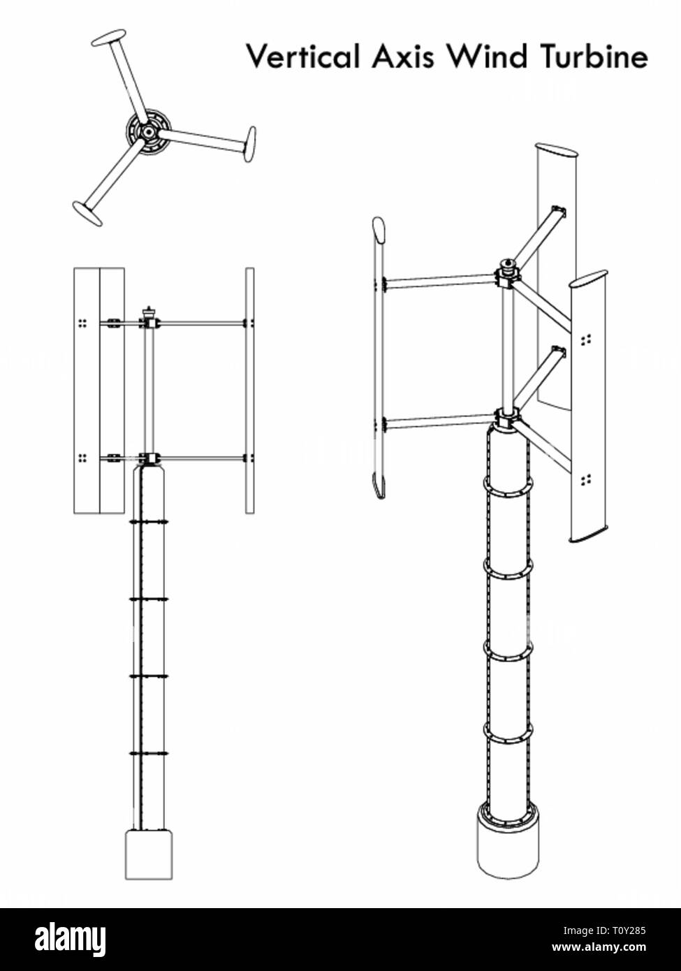 Vertical Axis Wind Turbine Sketch