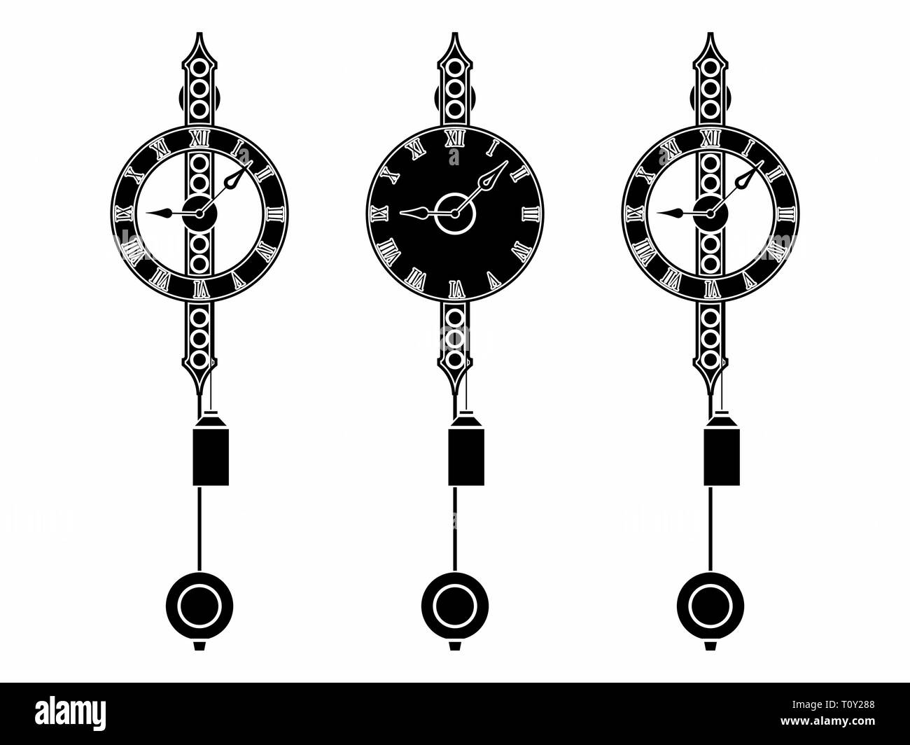 Wall Classic clock black fill without outline Stock Vector Image & Art ...