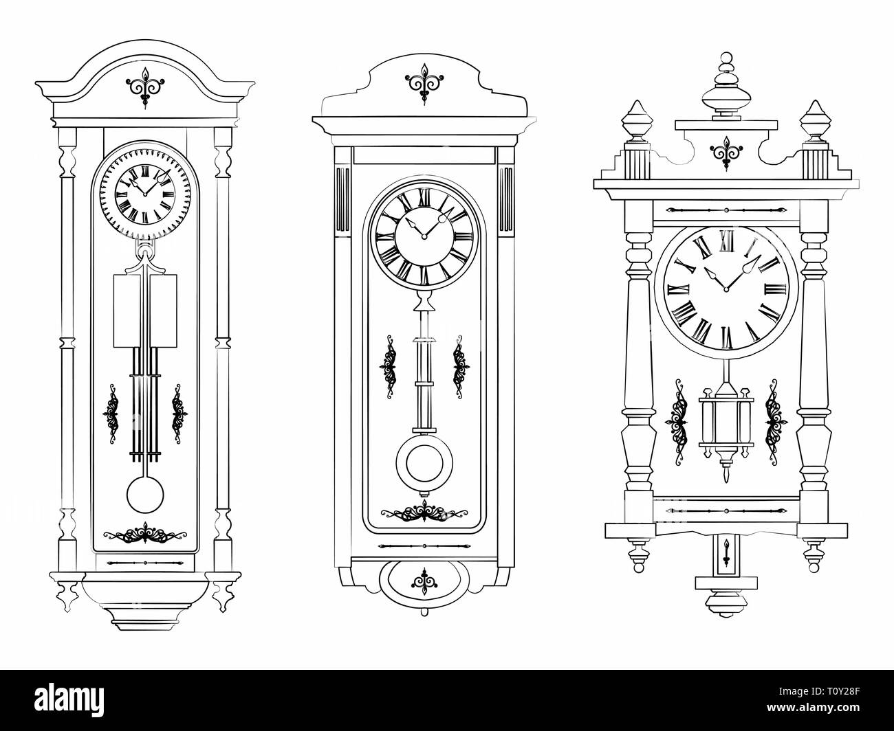 Wall clock outline like a brushstrokes Stock Vector Image & Art - Alamy