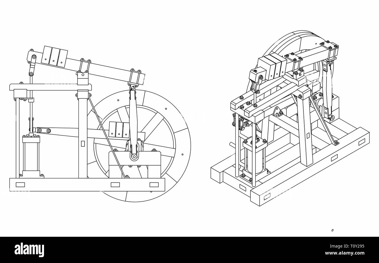Wood Beam Engine outline only Stock Vector Image & Art - Alamy
