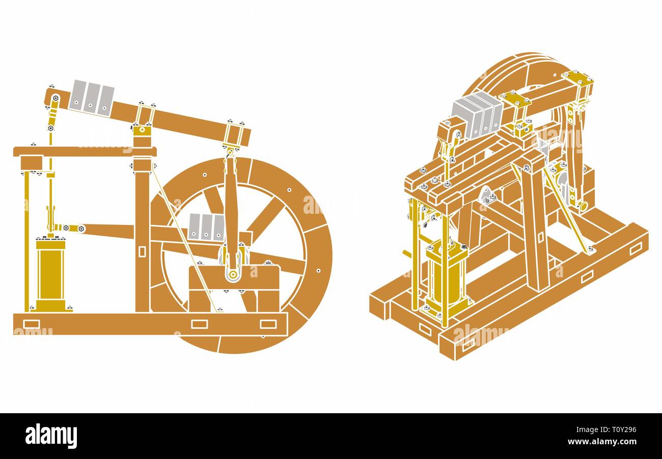 Wood Beam Engine without outline and colored Stock Vector Image & Art ...