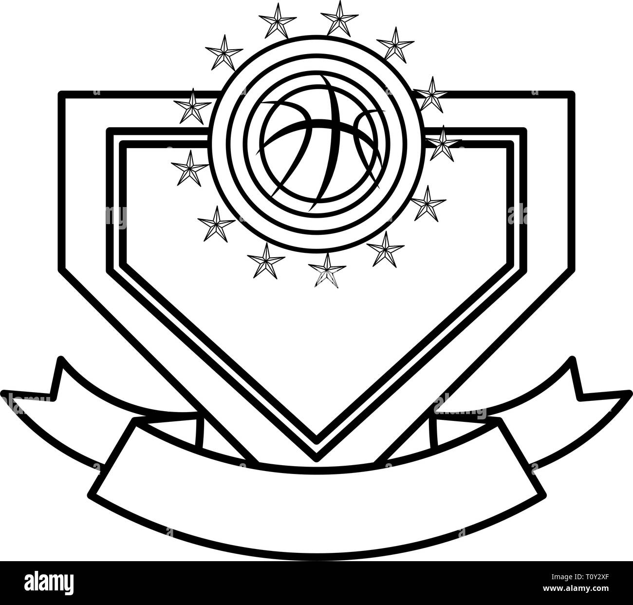 flying basketball ball sport stamp vector illustration Stock Vector ...
