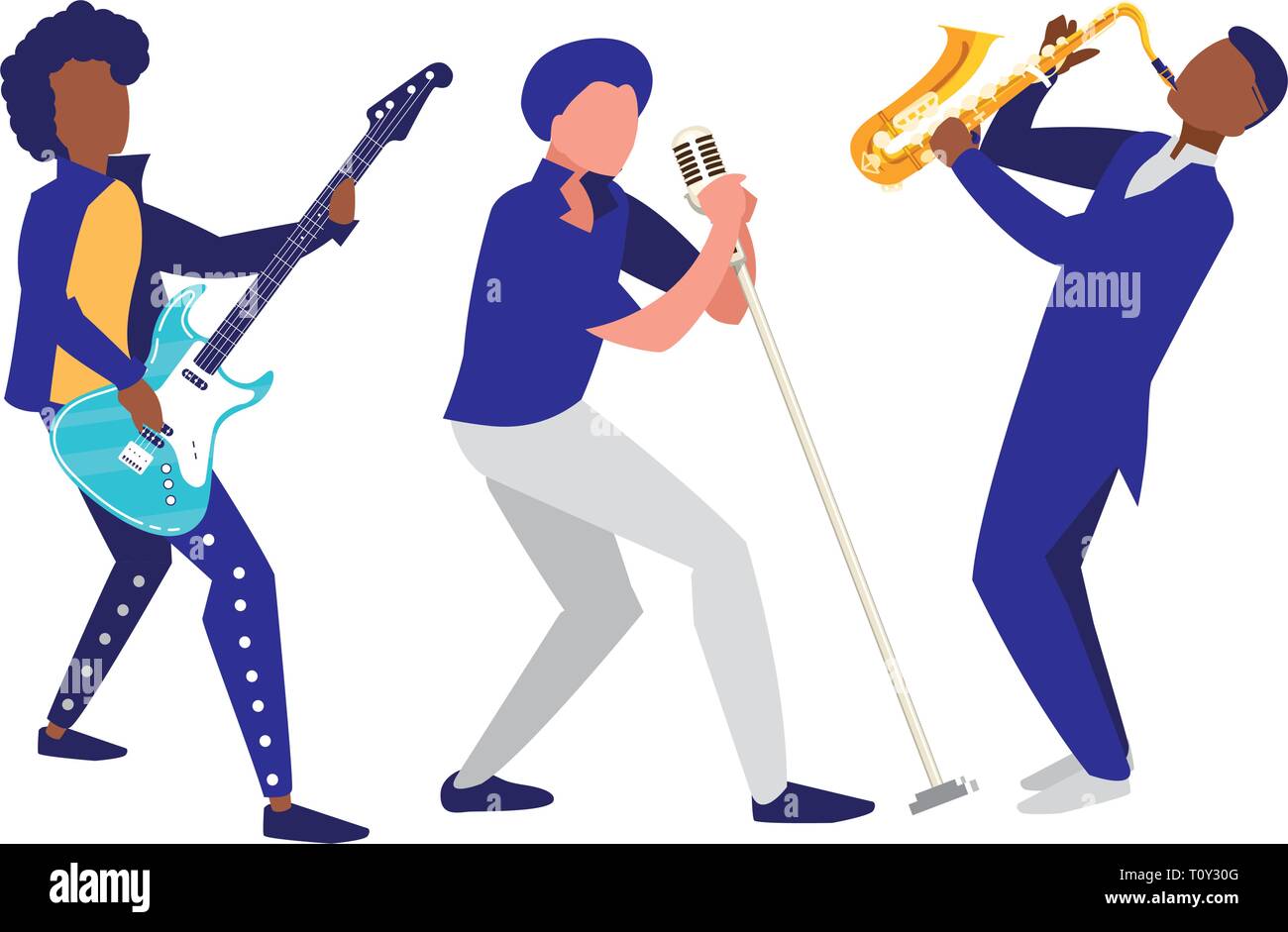 singer and musicians band characters vector illustration design Stock ...