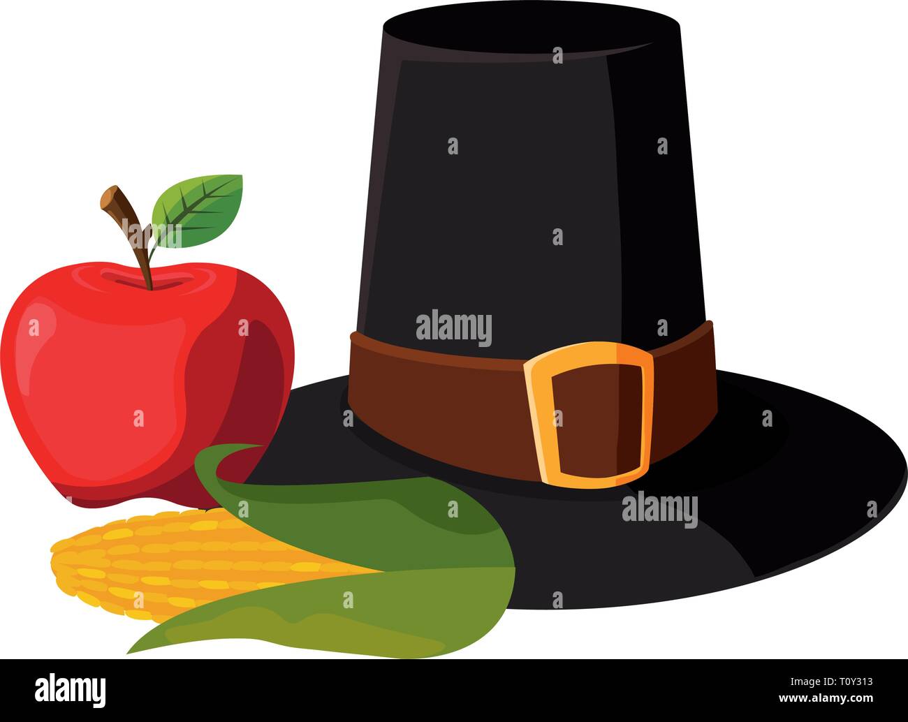 pilgrim hat apple cob thanksgiving celebrate background vector ...