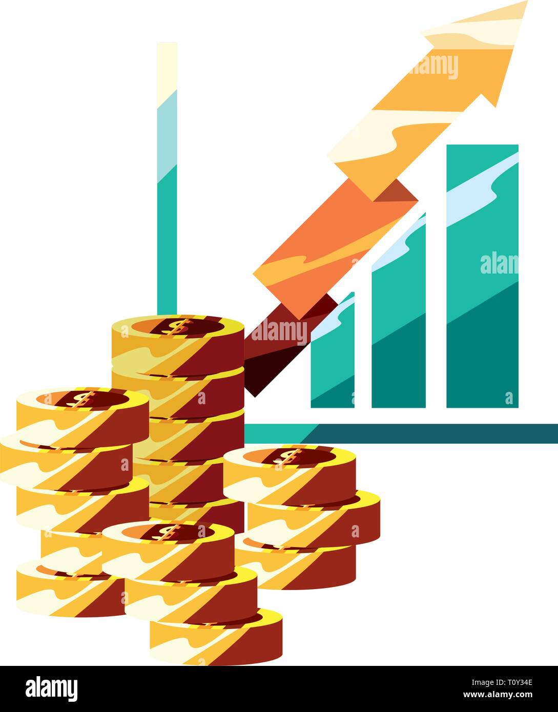 business report arrows coins stacked vector illustration Stock Vector ...