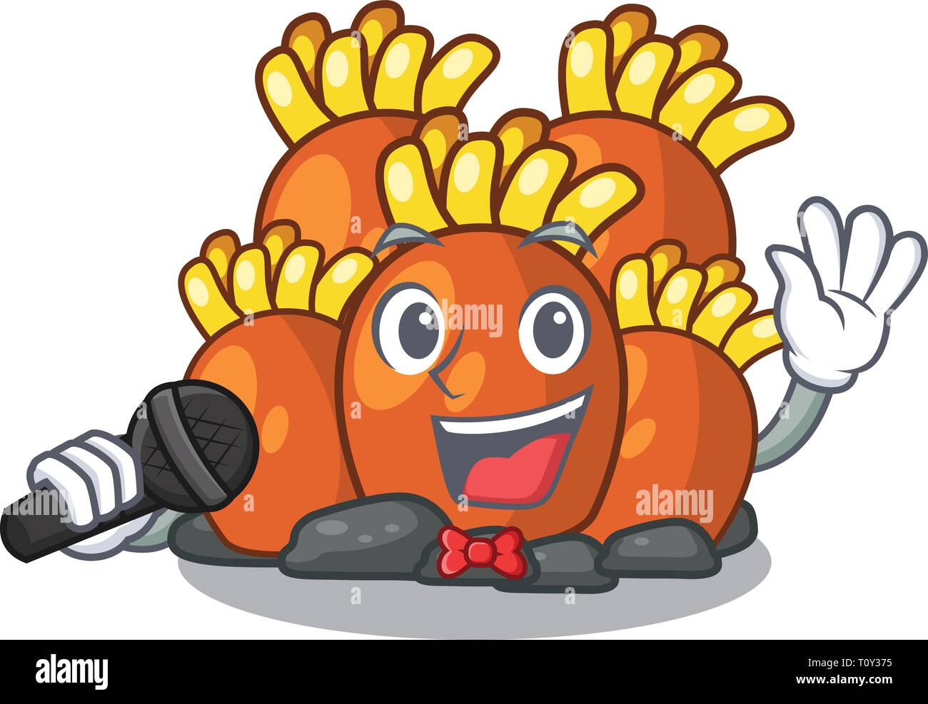 Singing orange coral reef cartoon in sea Stock Vector Image & Art - Alamy