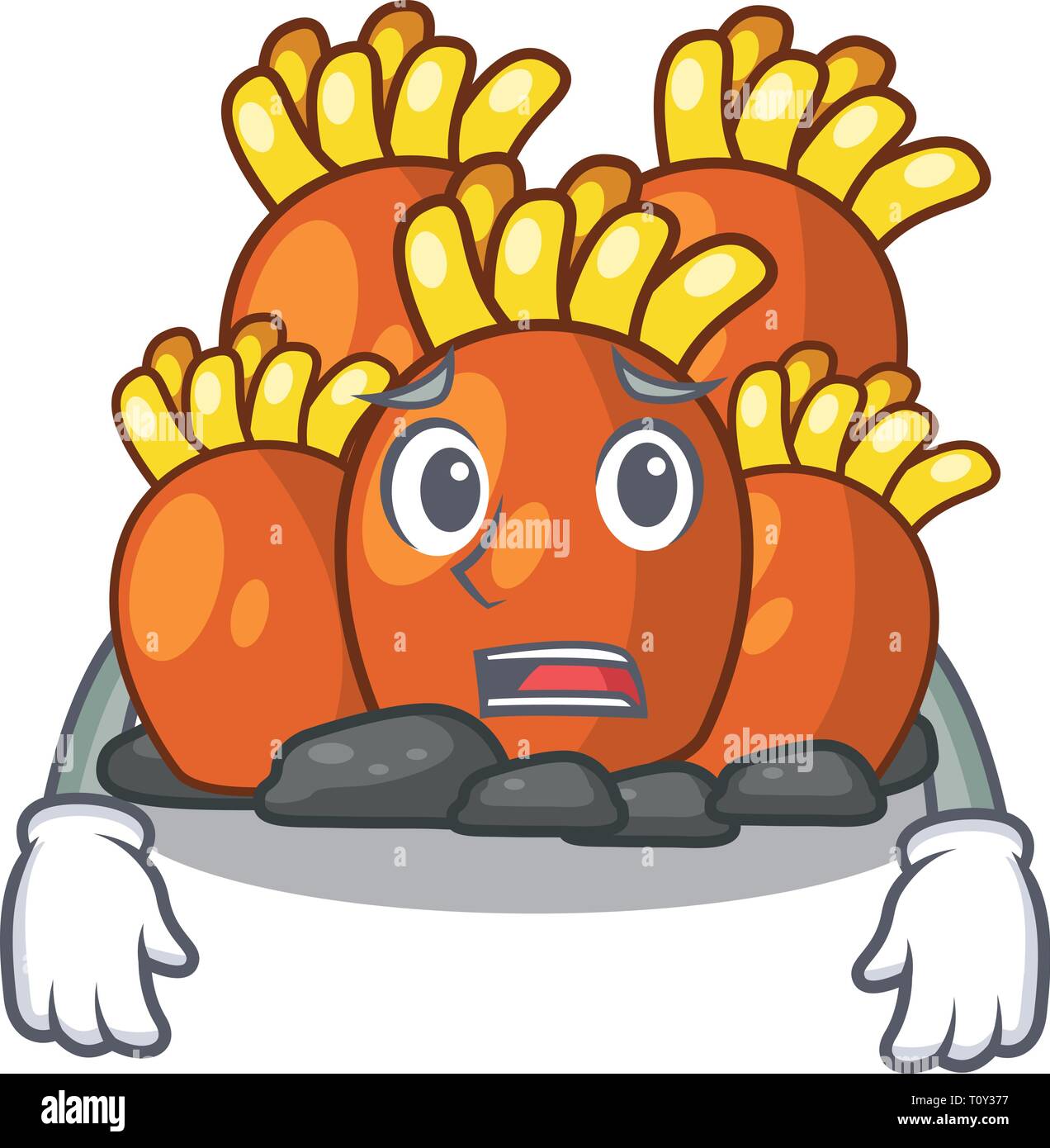 Afraid orange coral reef cartoon in sea Stock Vector Image & Art - Alamy
