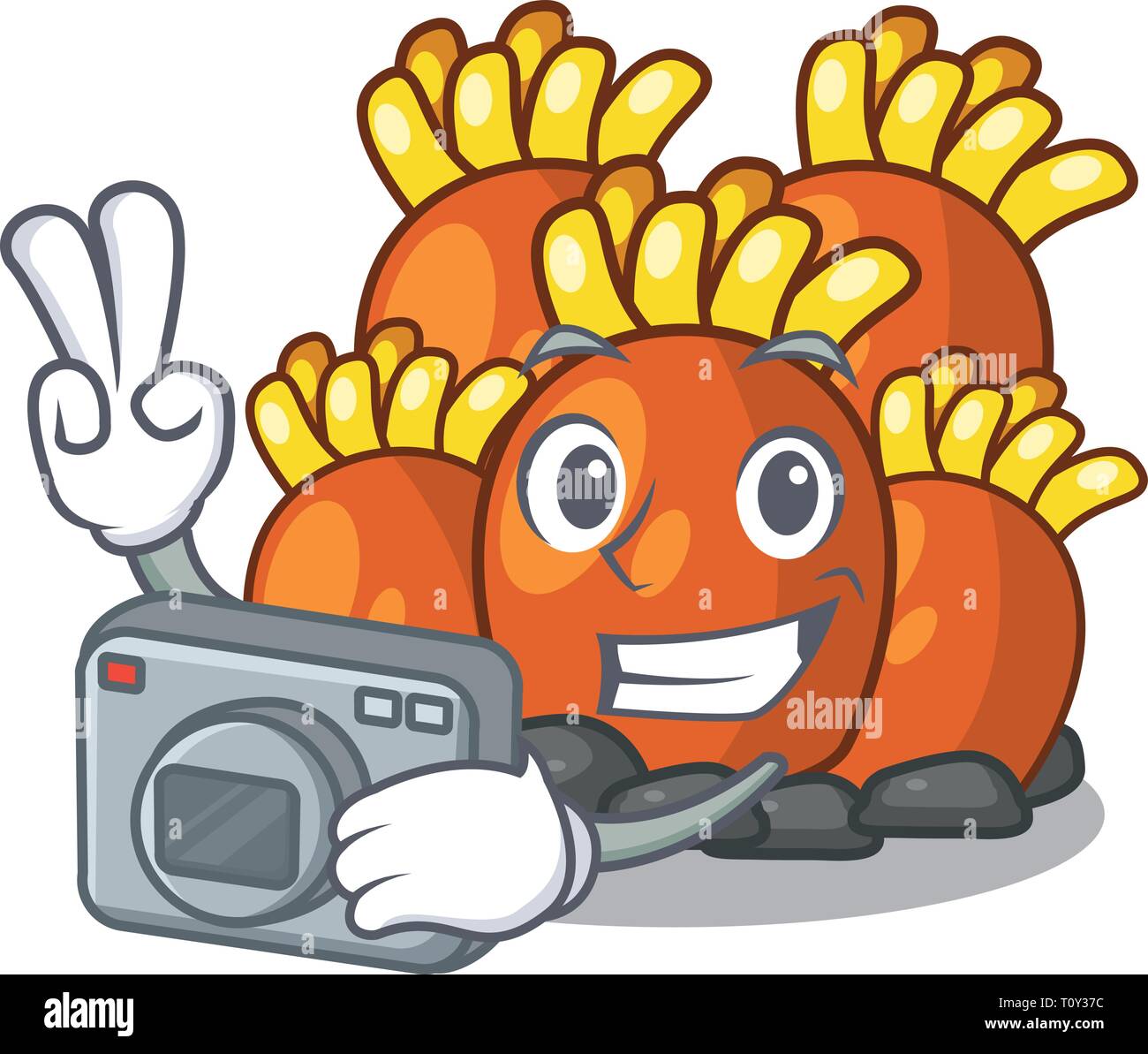 Photographer orange coral reef cartoon in sea Stock Vector Image & Art ...