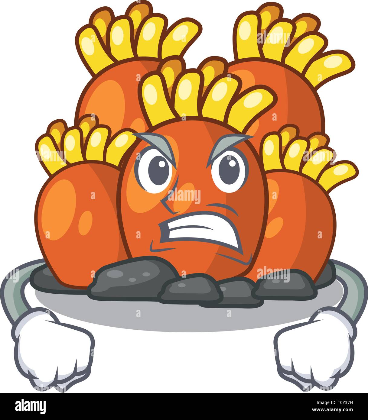 Angry orange coral reef cartoon in sea Stock Vector Image & Art - Alamy