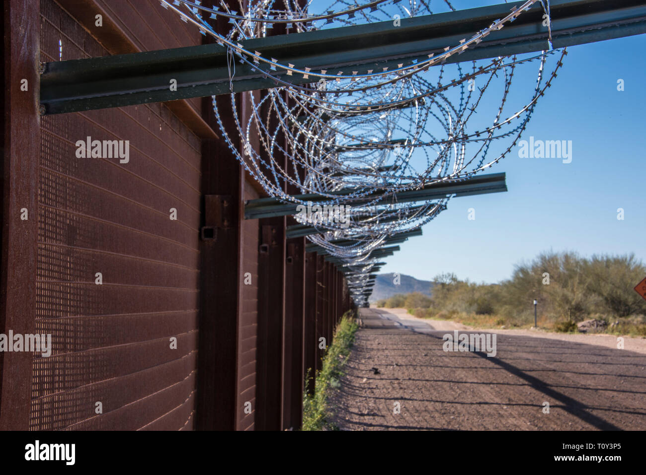 Border Fence with Razor Wire along the International Border between ...