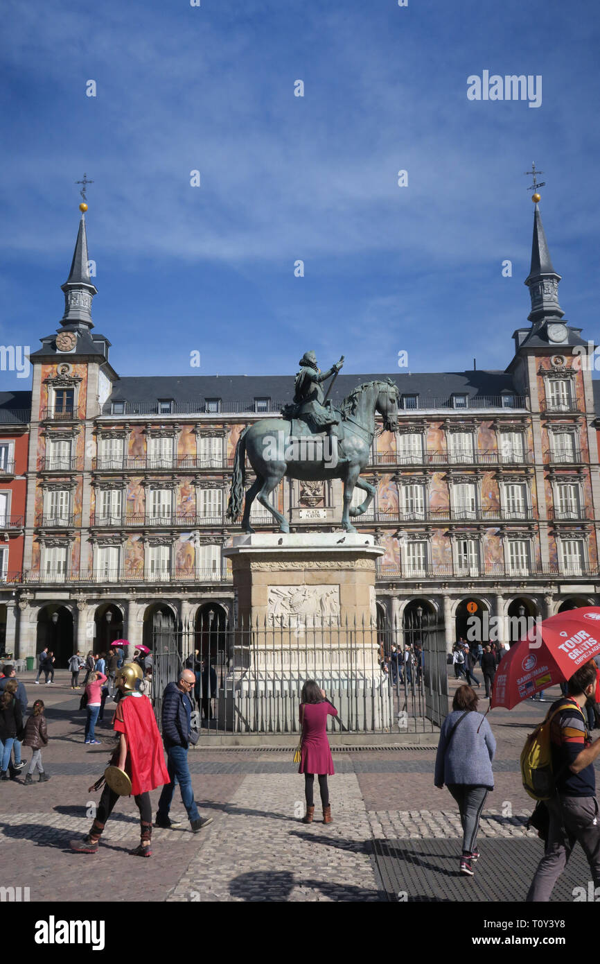 Spain, Madrid,Plaza Mayor. Madrid most famous square completed in 1619 ...