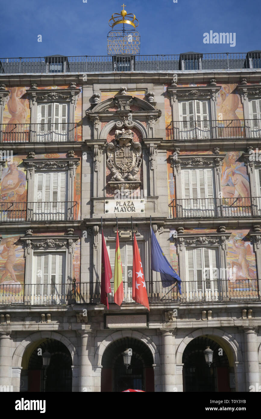 Spain, Madrid,Plaza Mayor. Madrid most famous square completed in 1619 ...