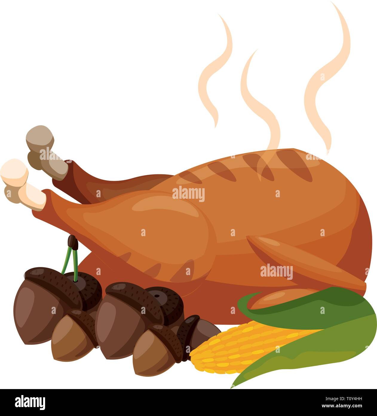 thanksgiving celebrate chicken corns cob vector illustration Stock ...