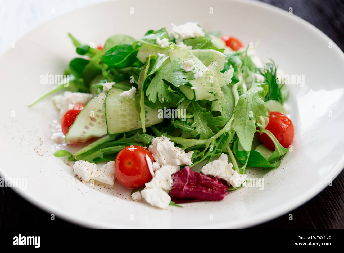 Vegetable appetizer in porcelain plate Stock Photo - Alamy