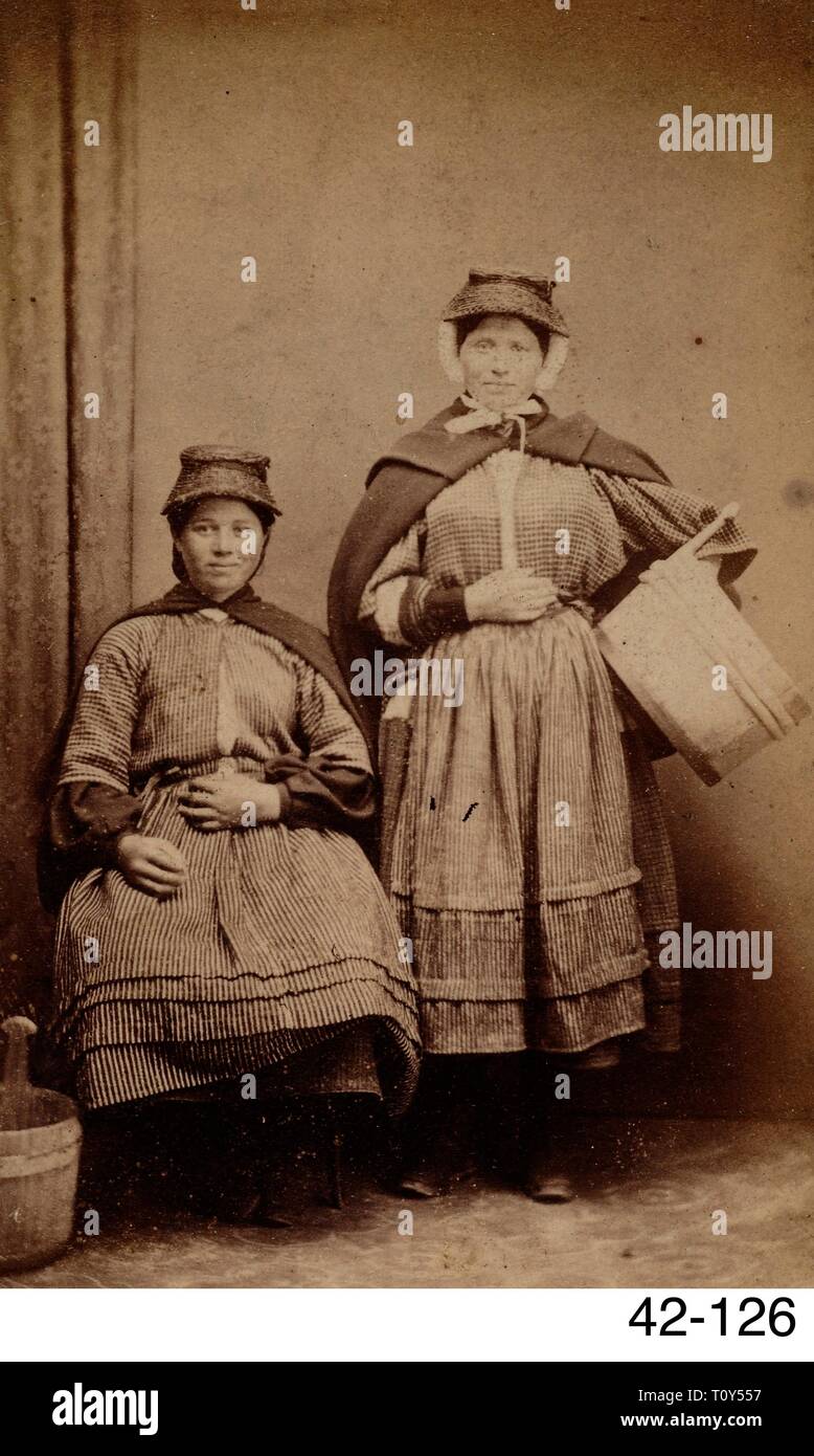 Two Welsh cockle girls, c1865-1871. Creator: Thomas Gulliver Stock ...