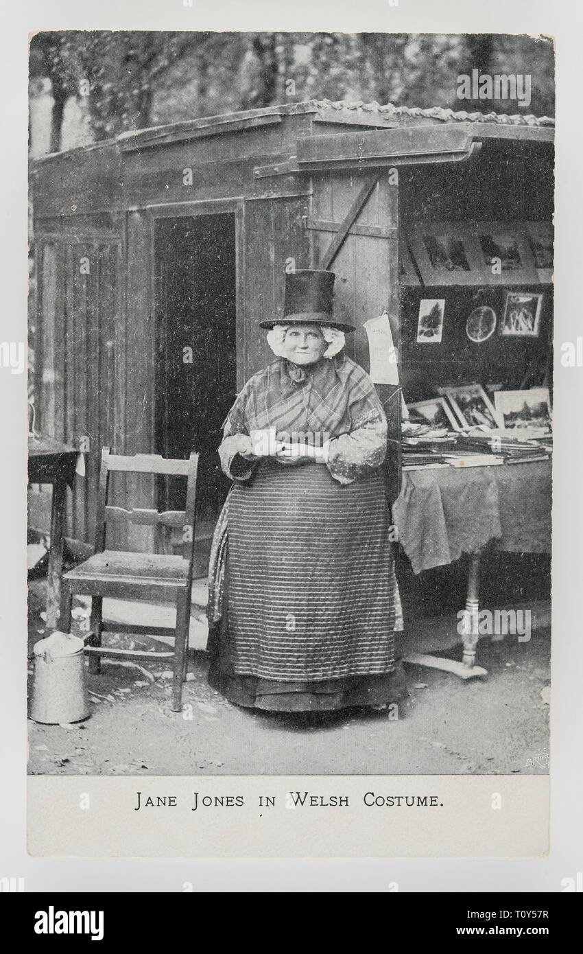 Jane Jones in Welsh Costume at her bookstall in Betws-y-coed, c1910 ...
