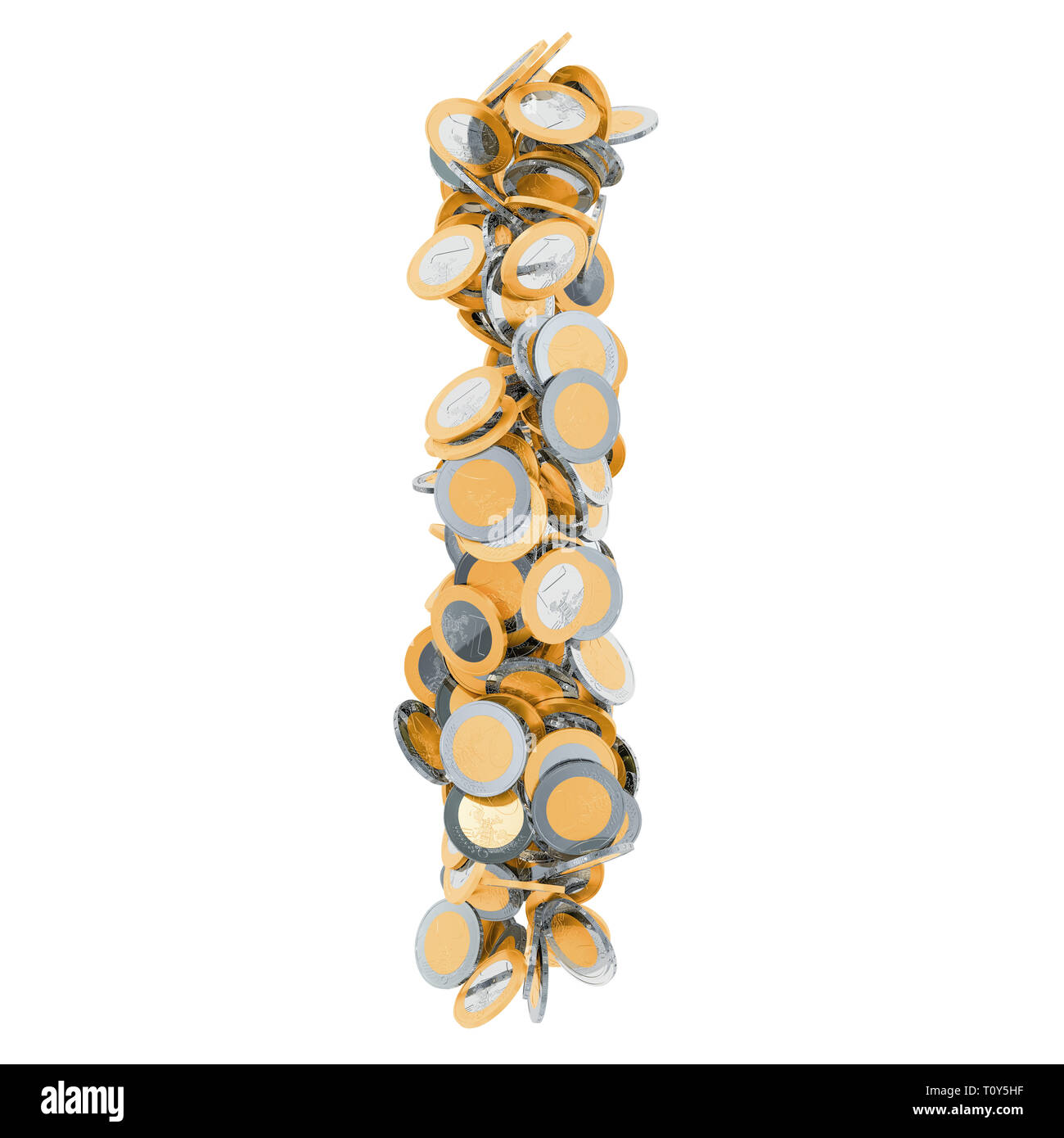 Alphabet letter I from euro coins. 3D rendering isolated on white ...