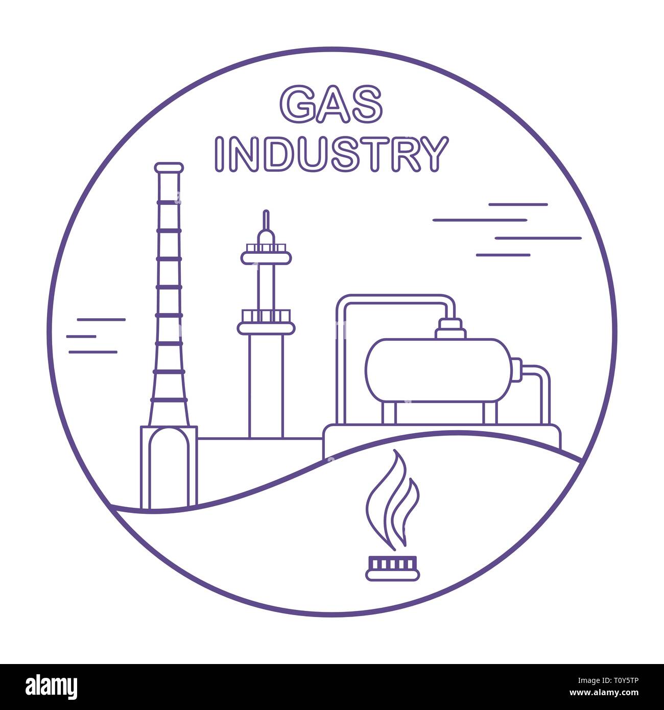 Vector illustration with equipment for gas production. Gas industry ...