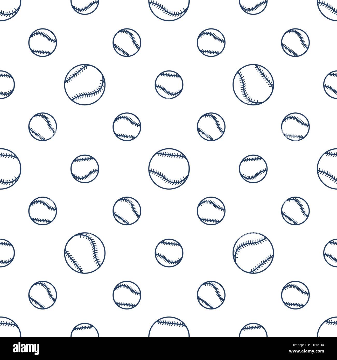 Vector seamless pattern with baseball balls. Sports background. Design ...