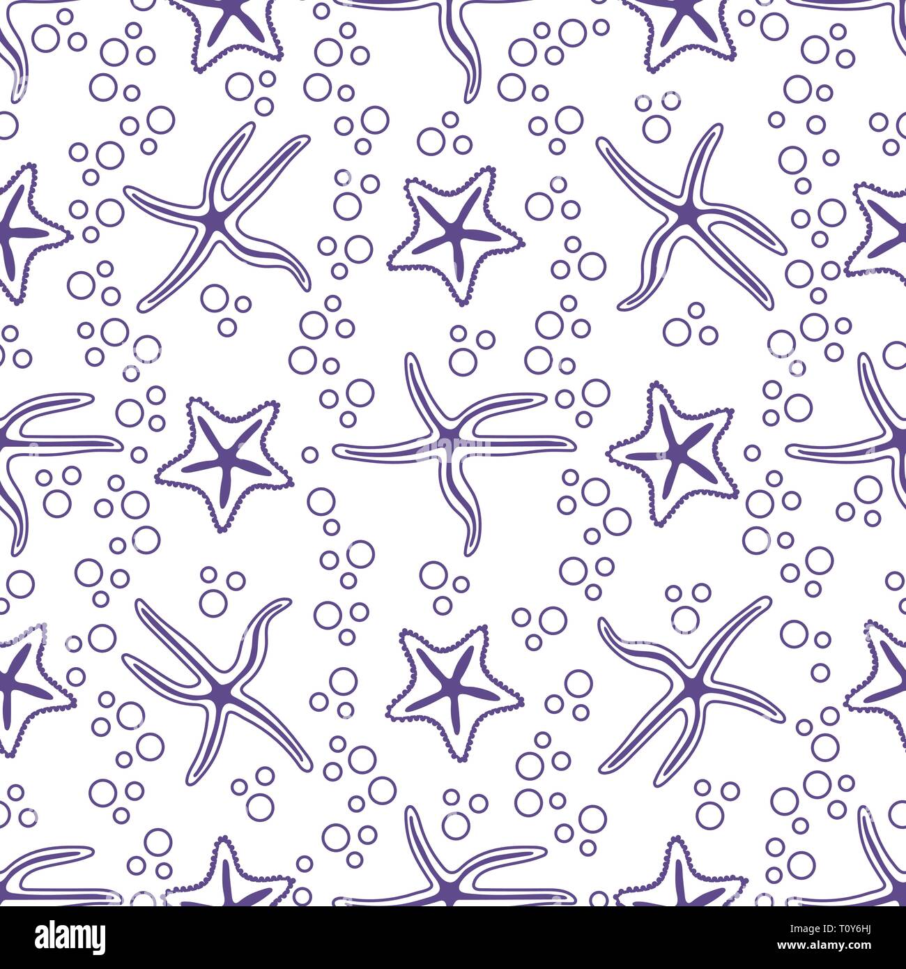 Vector seamless pattern with starfish. Marine background. Design for ...