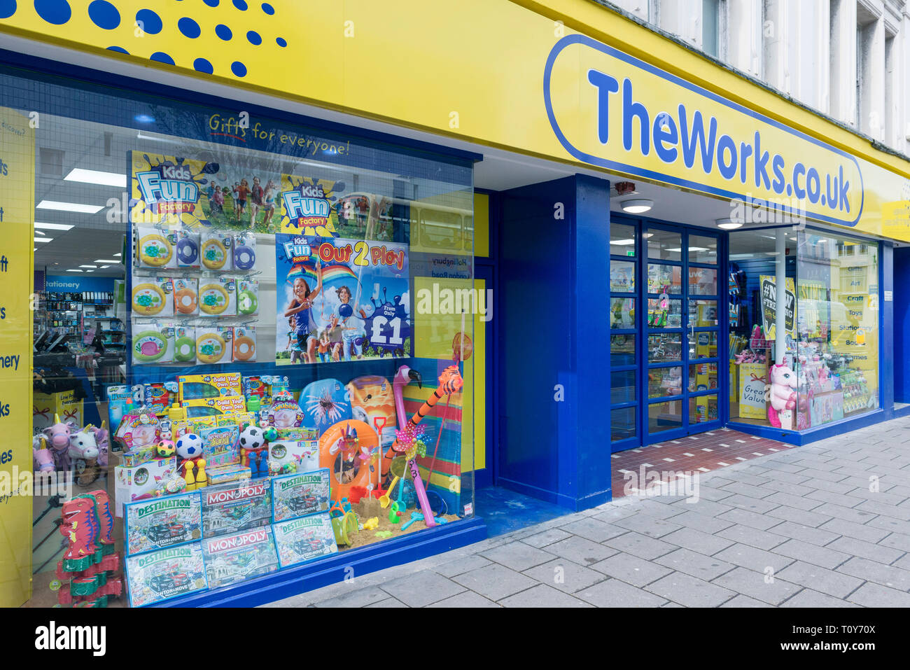 photos inside and outside of The Works store in Brighton showing the ...