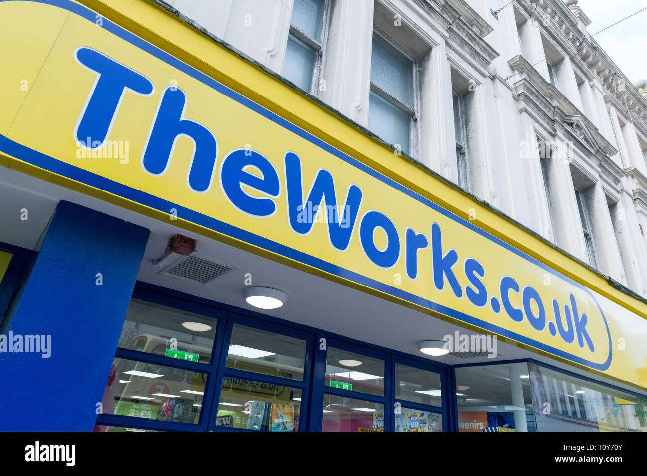 photos inside and outside of The Works store in Brighton showing the ...