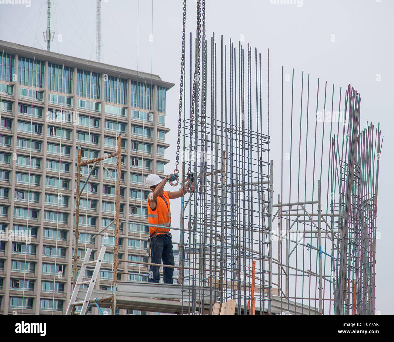 Milan Italy September2014:worker prepares for reinforced concrete Stock ...