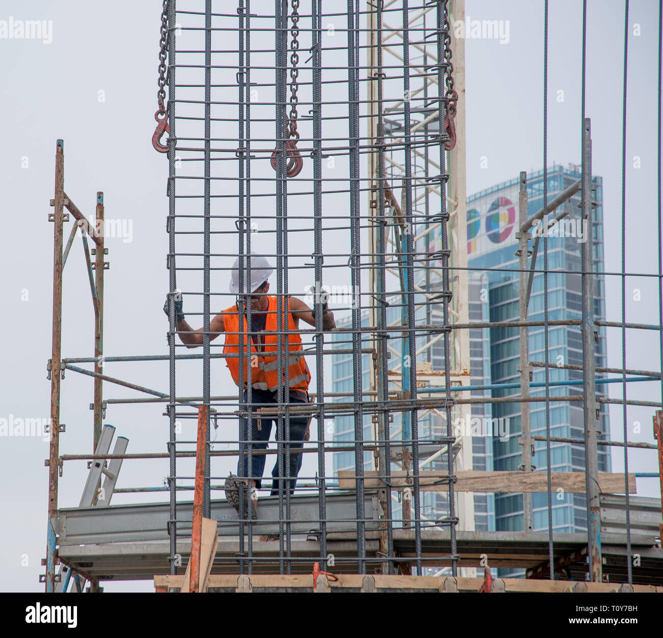 Milan Italy September2014:worker prepares for reinforced concrete Stock ...