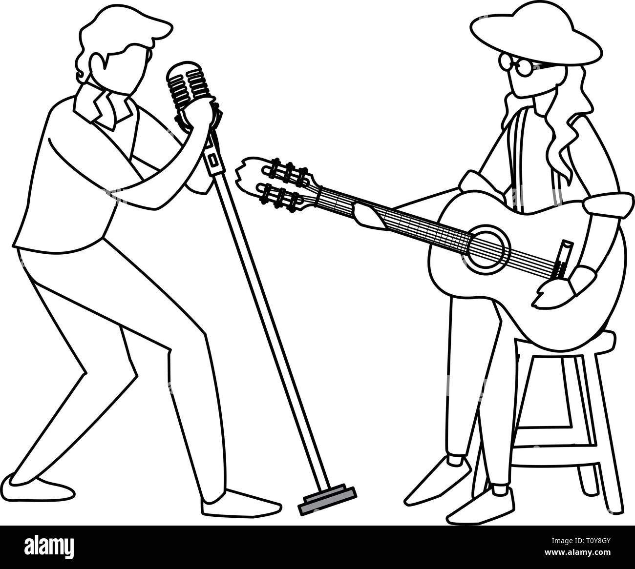 singer and musician couple characters vector illustration design Stock ...