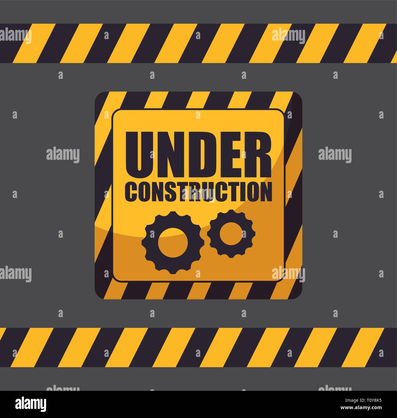 under construction label with traffic signals vector illustration ...