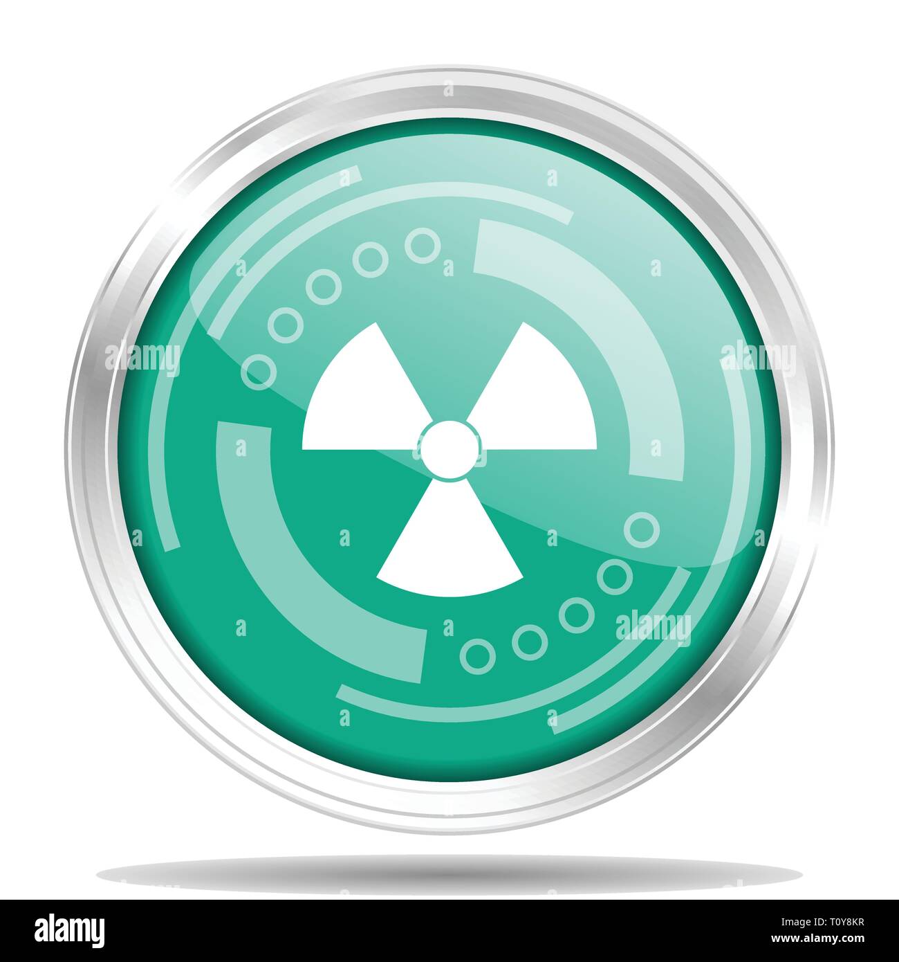 Radiation silver metallic chrome border round web icon, vector ...
