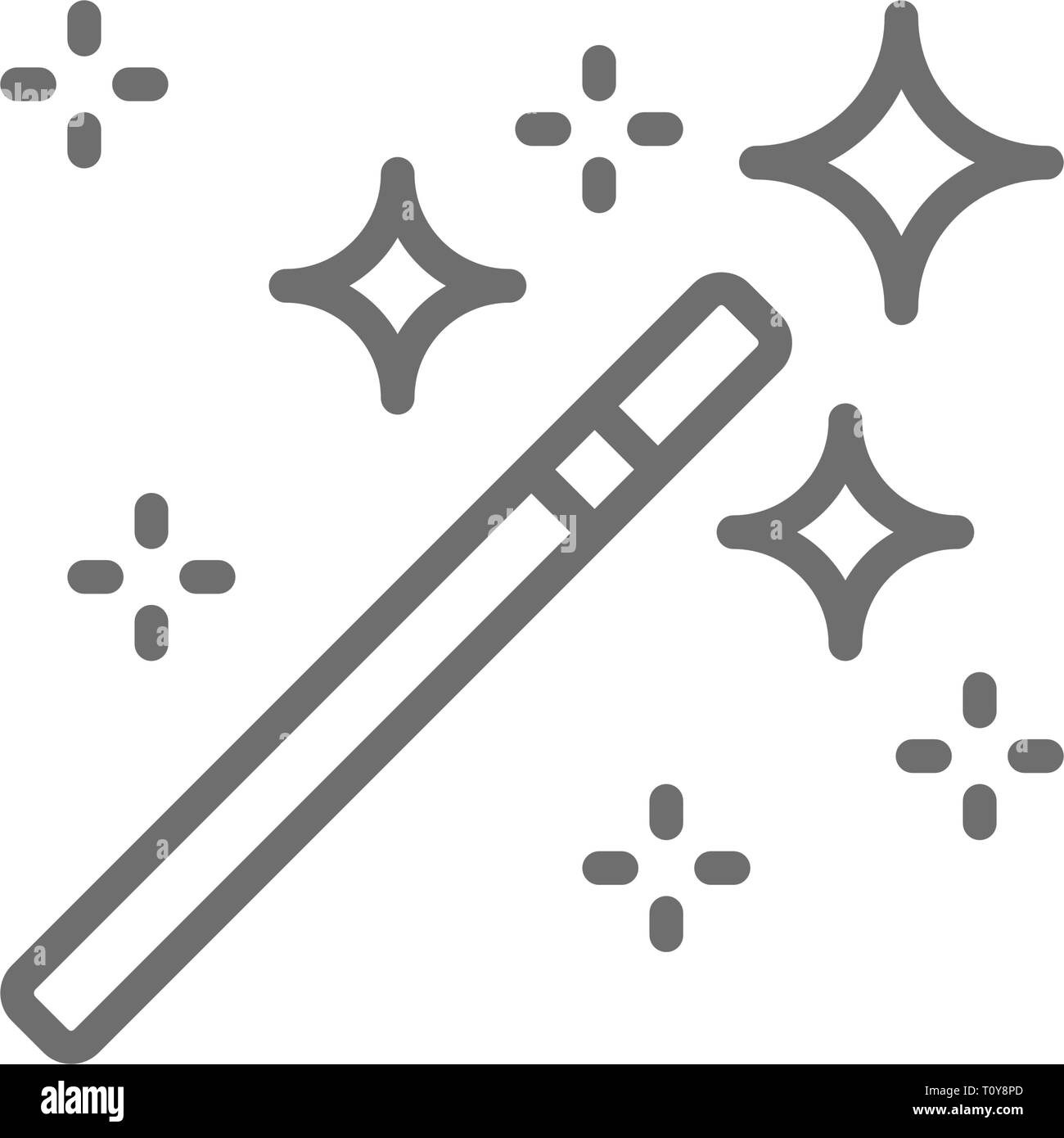 Magic wand with shiny sparkles and stars line icon Stock Vector Image ...