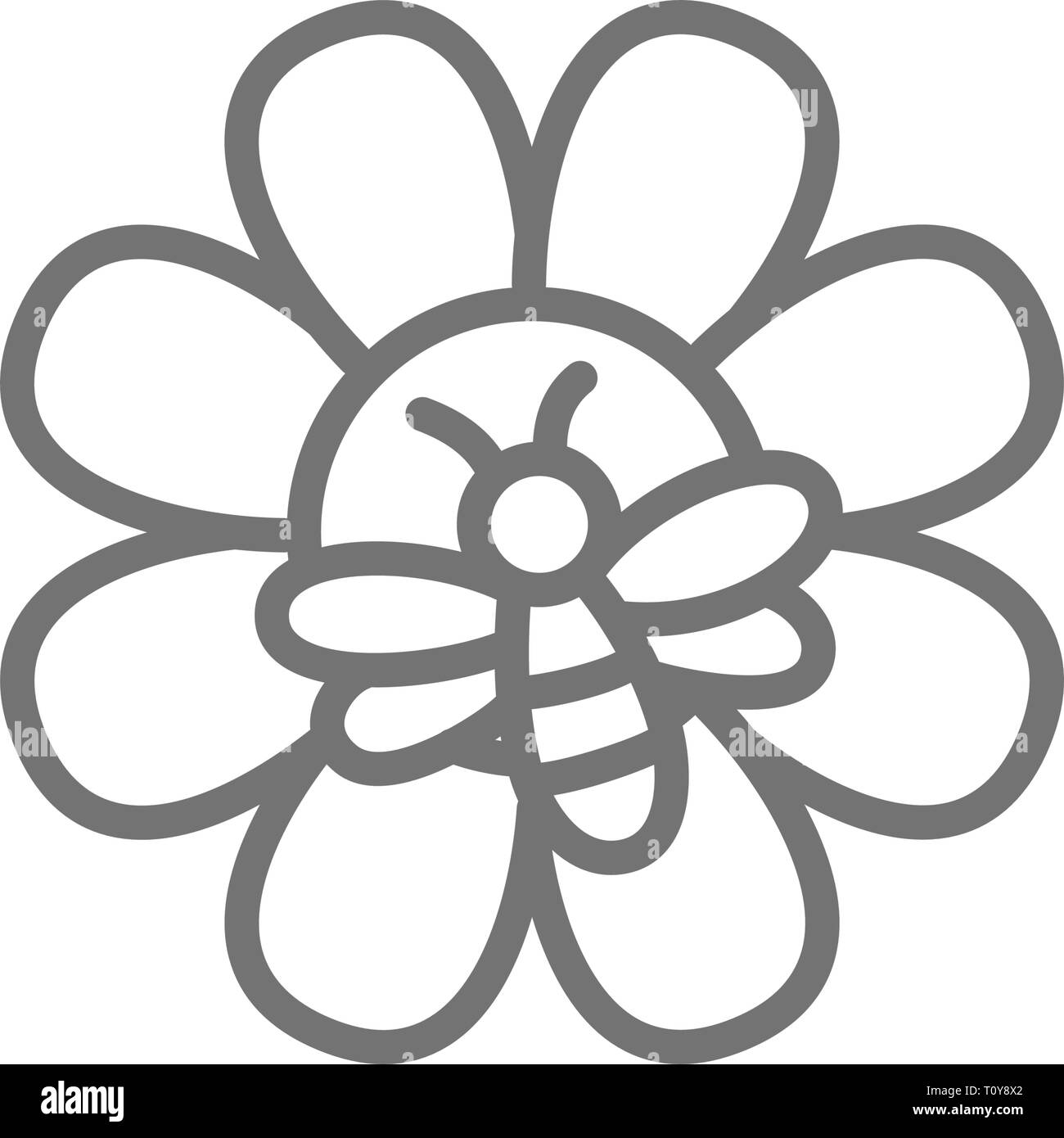 Bee spring flower line Stock Vector Images - Alamy