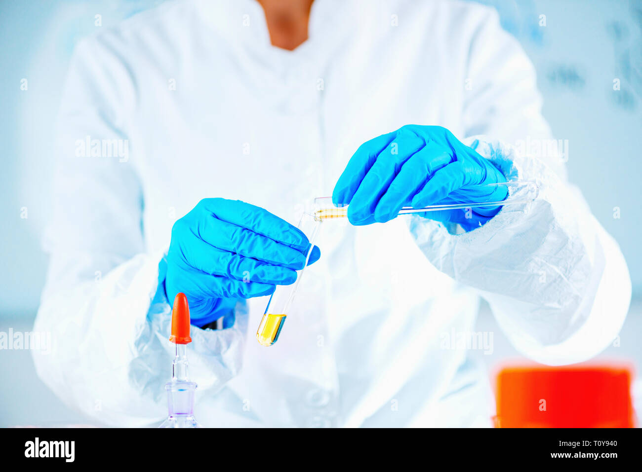 Quality control expert inspecting whiskey in the laboratory Stock Photo ...