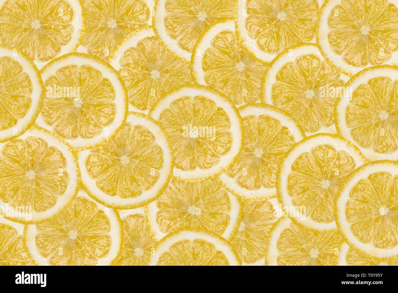 Pattern made from fresh lemon slices overlapping, overhead view, flatlay. Fruit background Stock ...