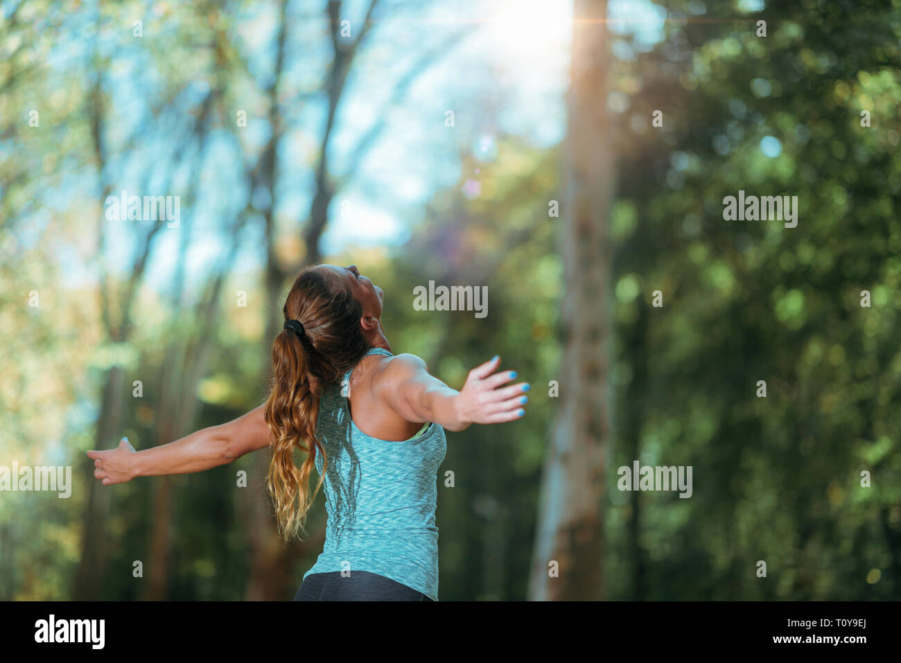 Embracing the nature with open arms Stock Photo - Alamy