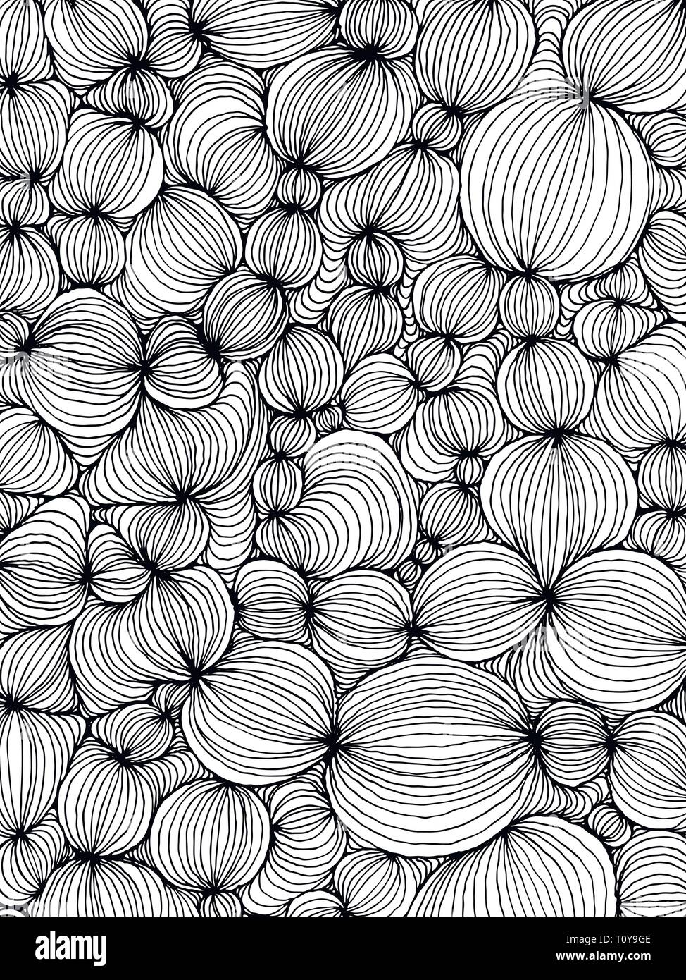 Vector doodle outline abstract ornamental ball stripe background. Funky ...