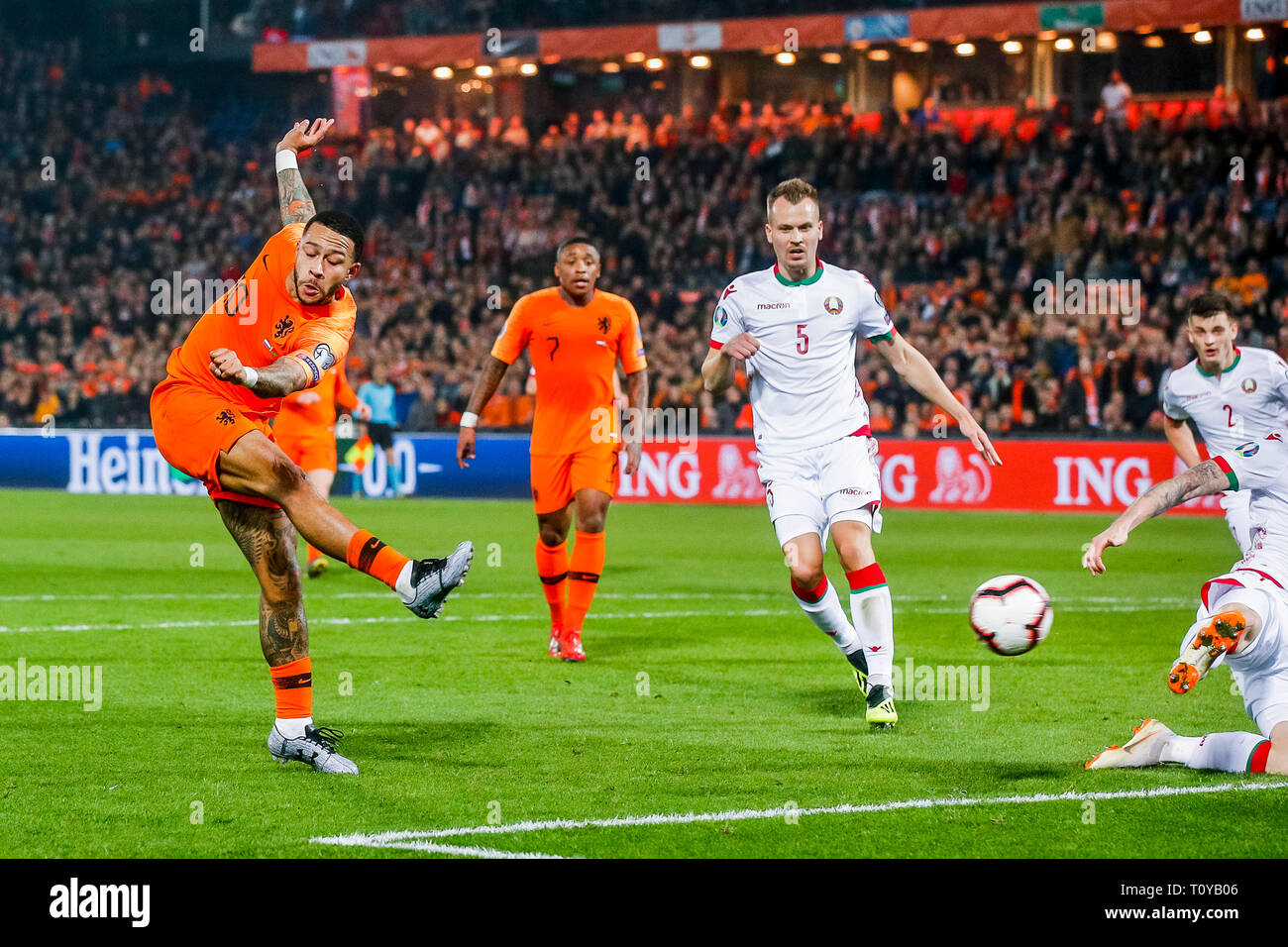 Rotterdam, Netherlands. 21st Mar, 2019. Belarus, 21-03-2019, Euro qualification, Stadium de Kuip ...