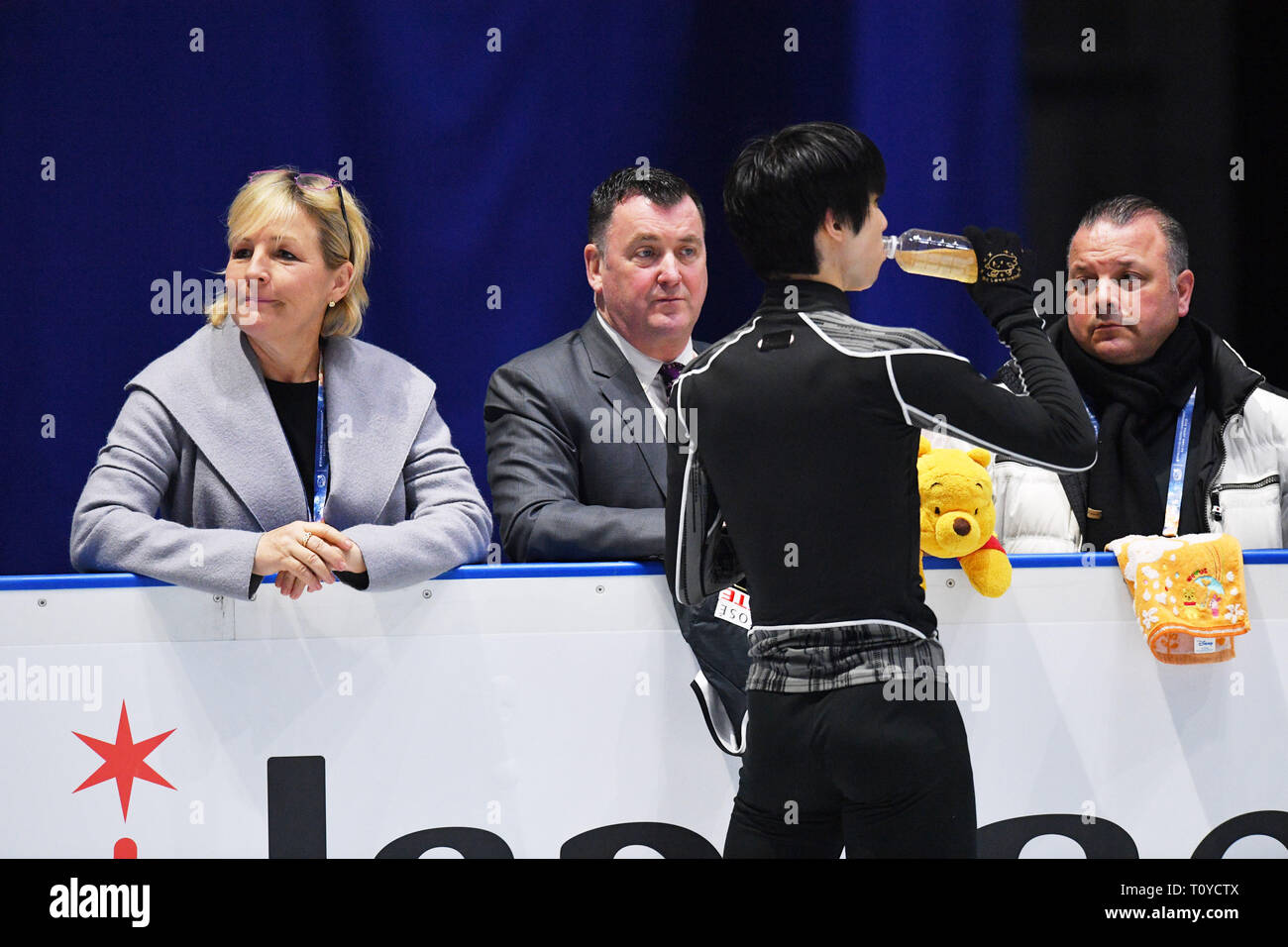 Saitama, Japan. 22nd Mar, 2019. (L-R) Tracy Wilson, Brian Orser, Yuzuru ...