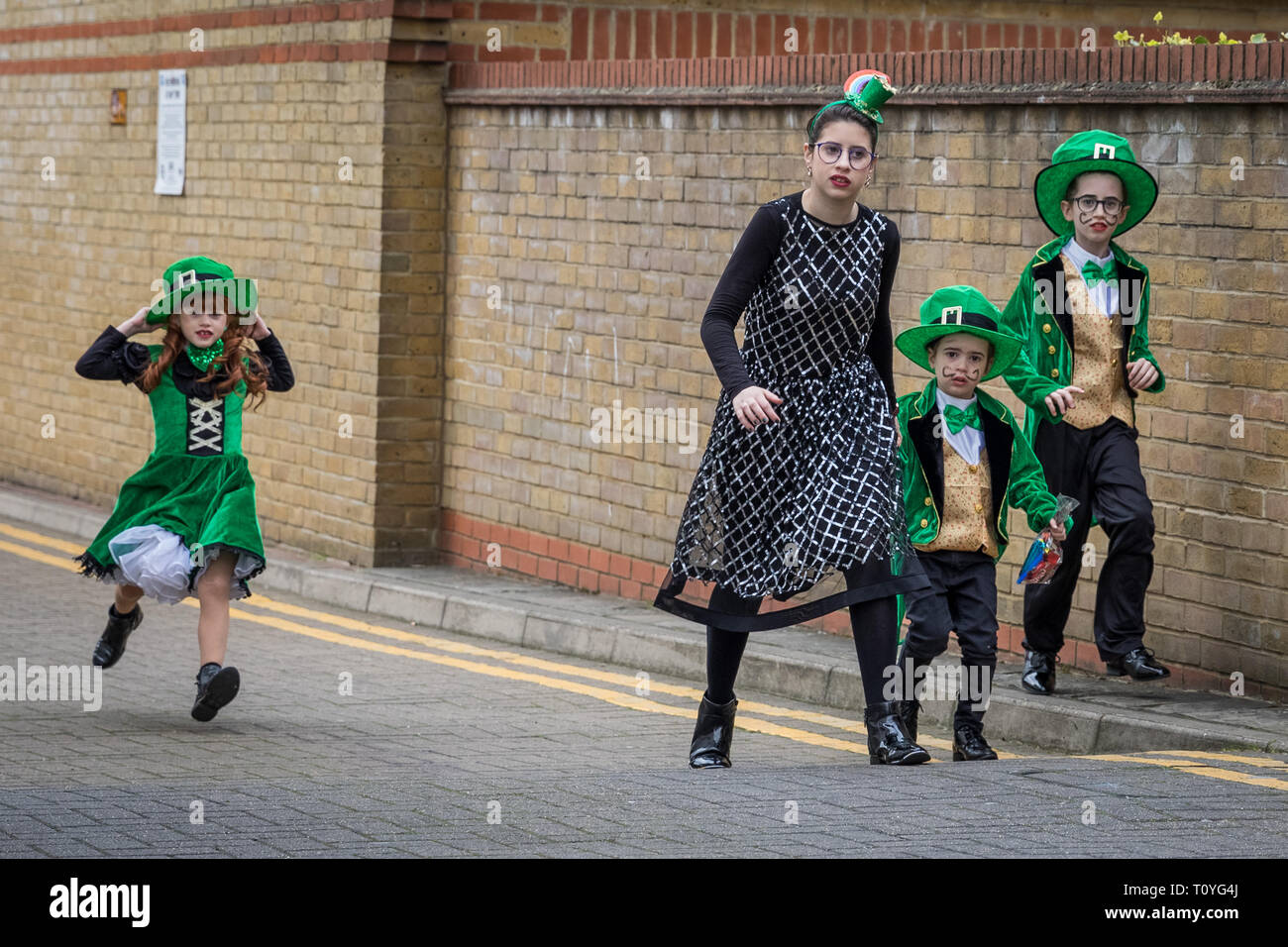 London, UK. 21st March, 2019. Haredi Jews in north London gather in ...