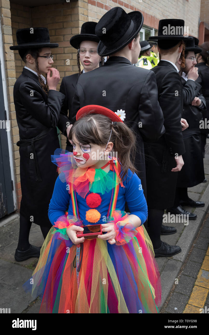 London, UK. 21st March, 2019. Haredi Jews in north London gather in ...