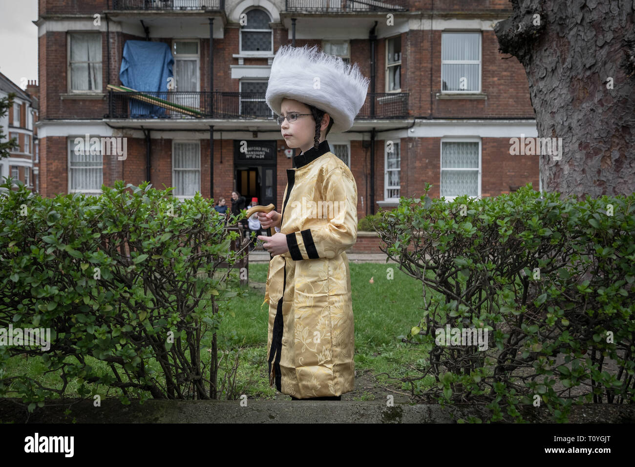 London, UK. 21st March, 2019. Haredi Jews in north London gather in ...
